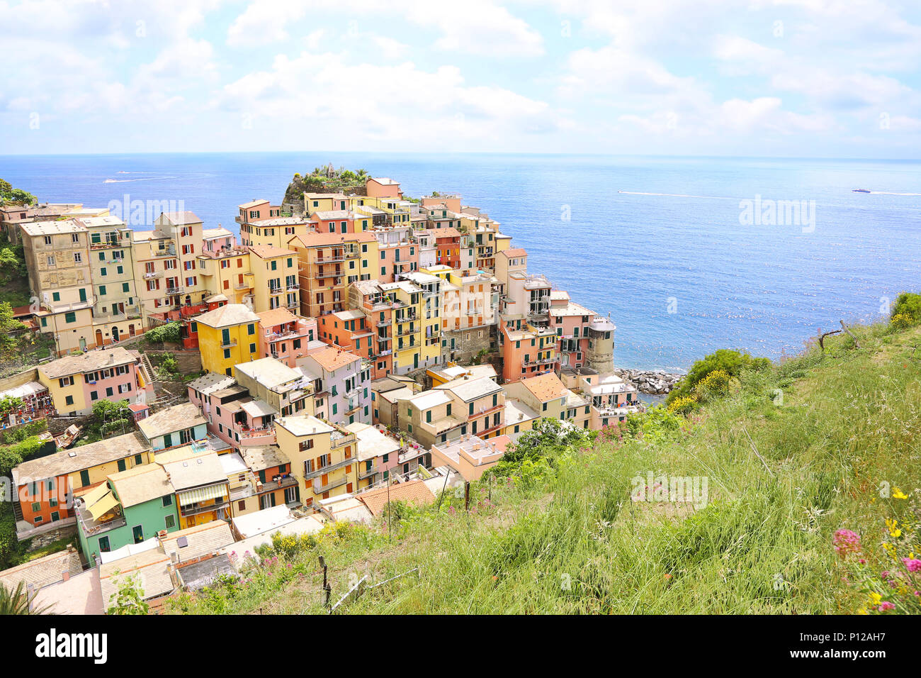 landscape of Manarola village Cinque Terre Italy - one of the five ...