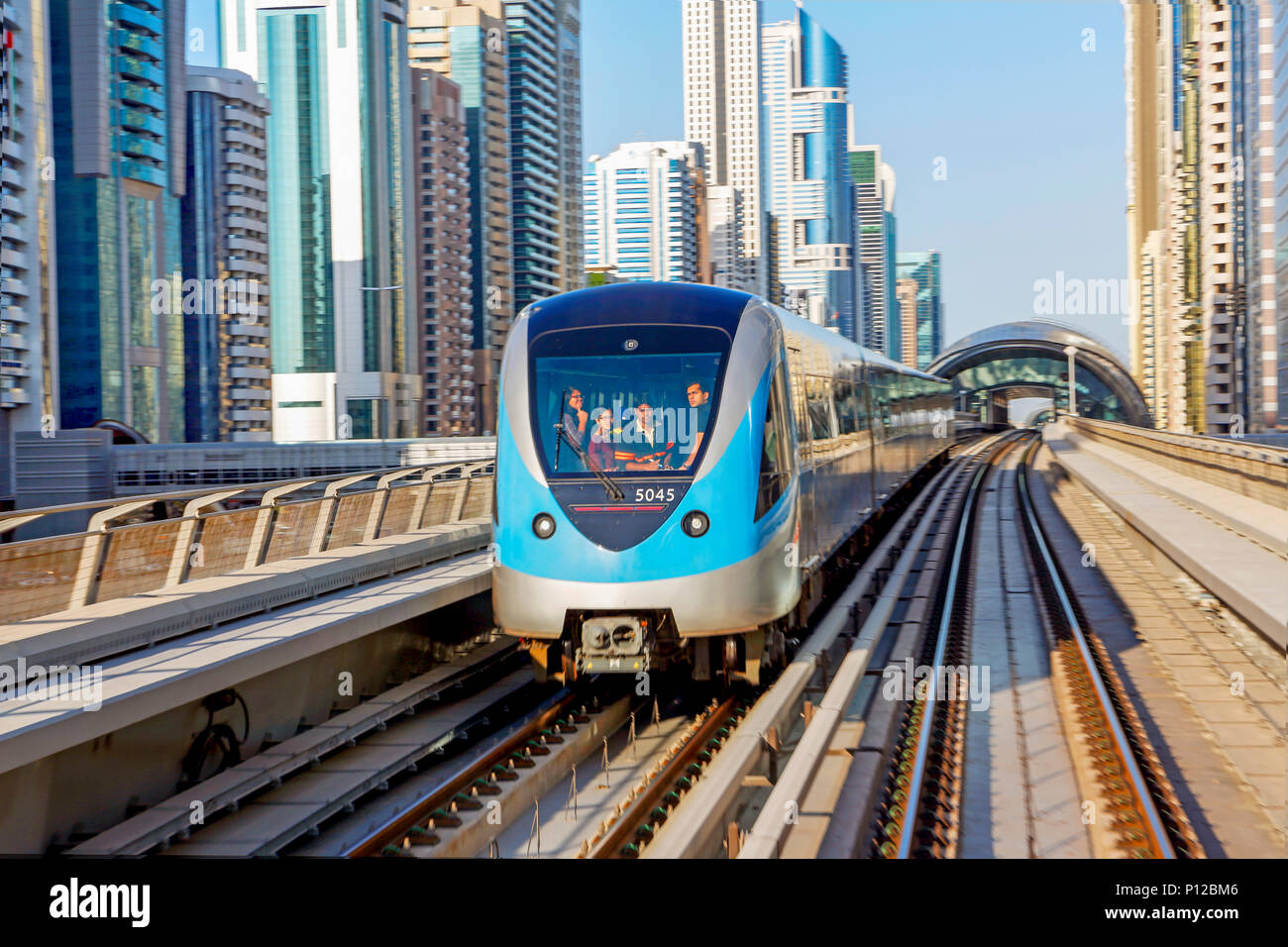 Metro Train in Dubai, United Arab Emirates Stock Photo - Alamy