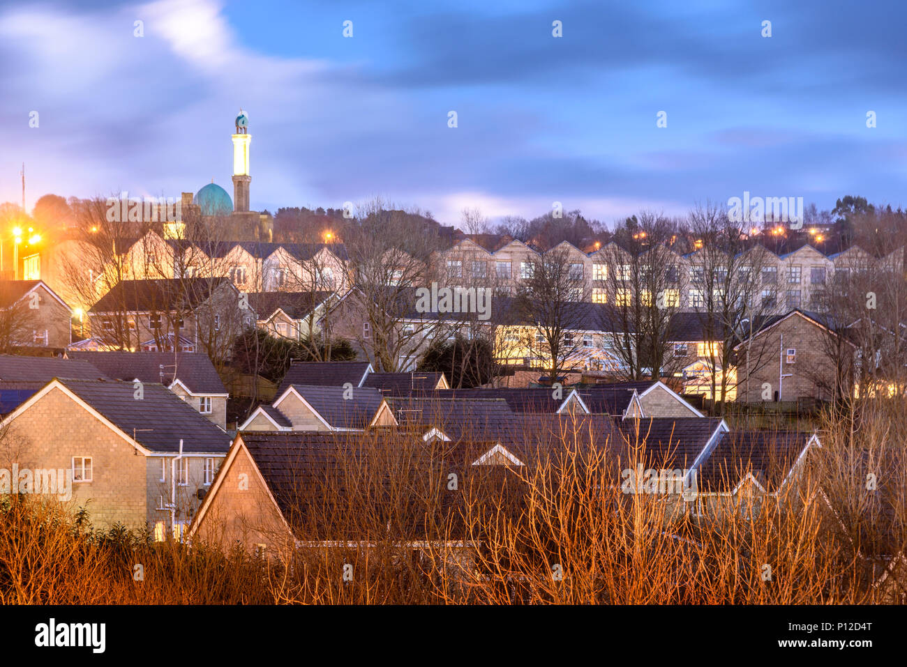 A mosque and new development of house in Accrington Town, Lancashire UK ...