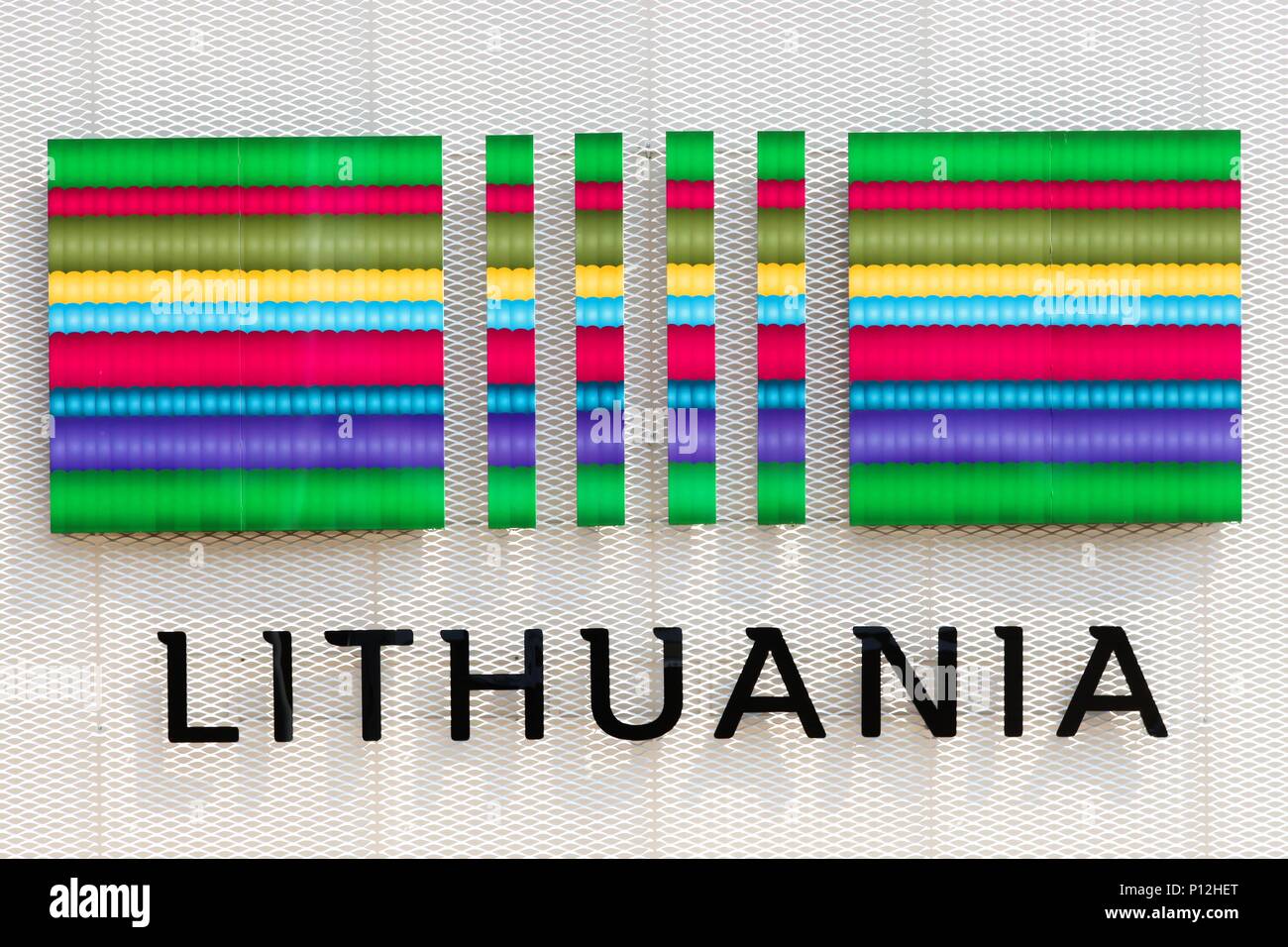 Lithuania flag and symbol on a wall Stock Photo - Alamy