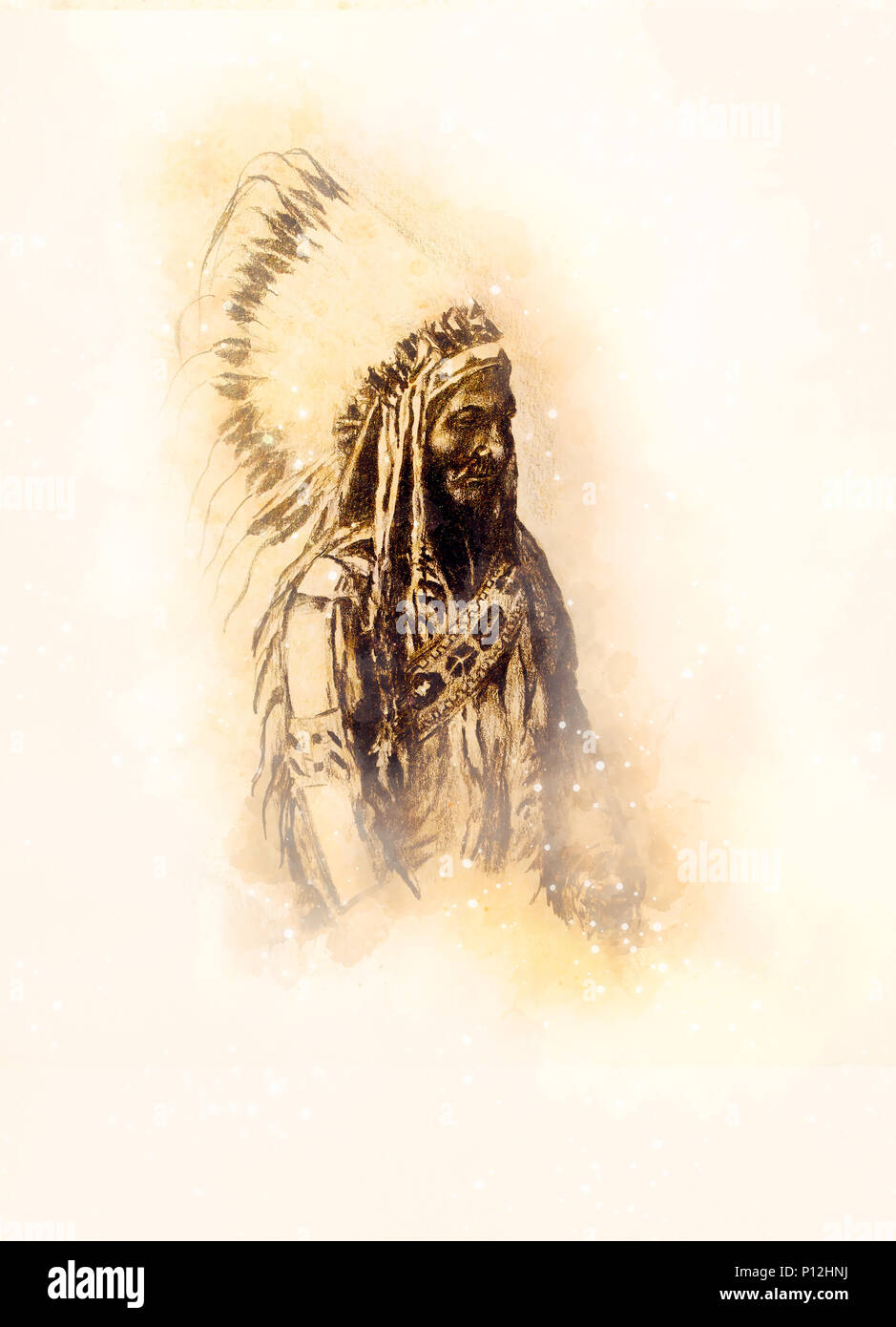 drawing of native american indian foreman Sitting Bull - Totanka ...