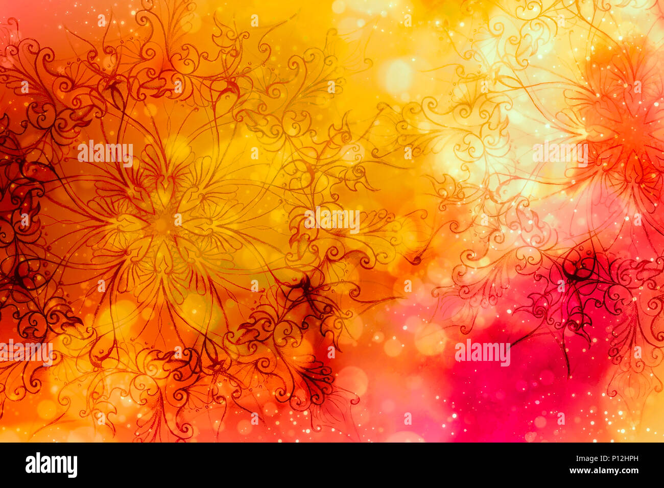 floral ornamental structure with filigrane pattern mandala on abstract ...