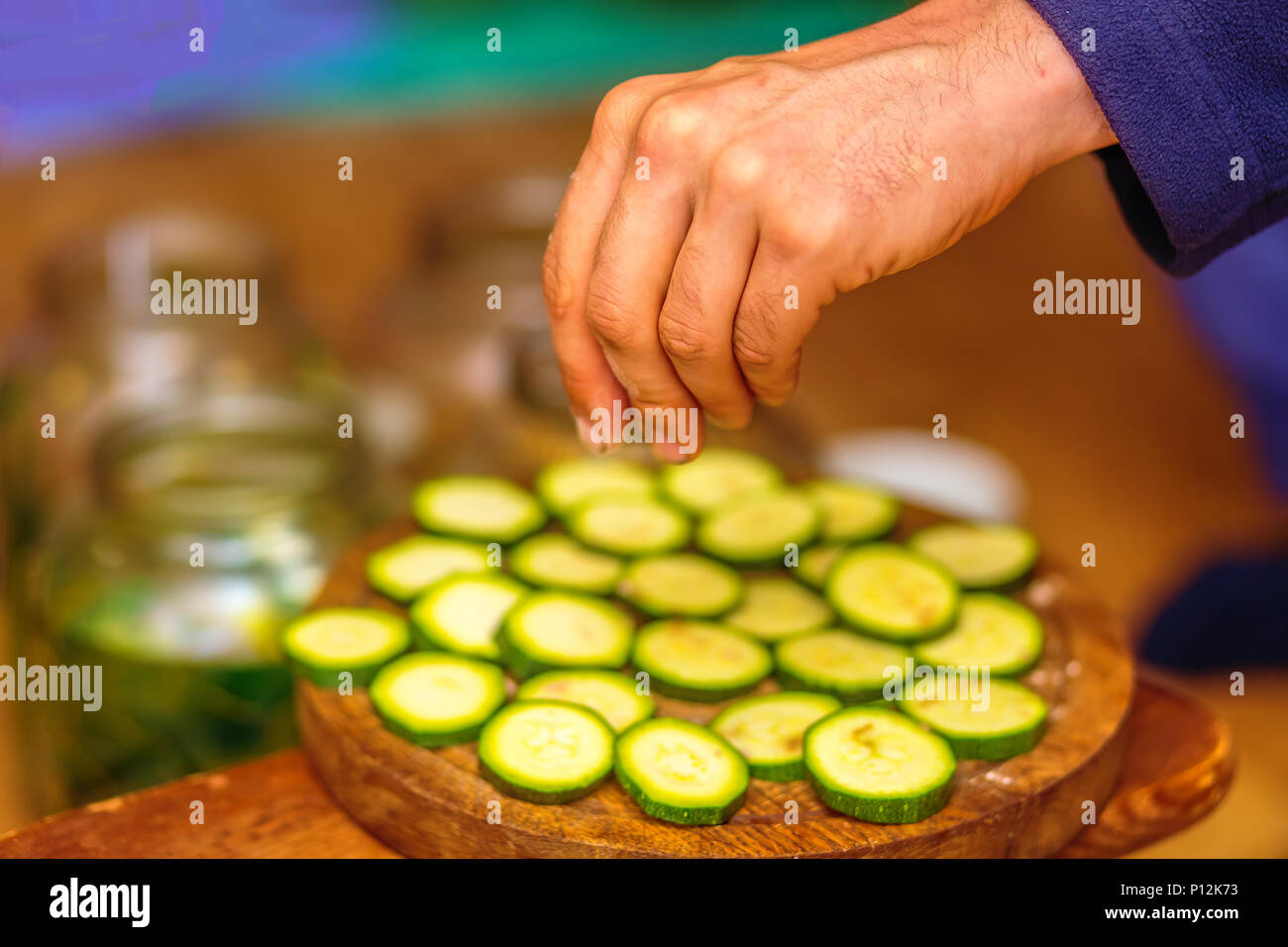 detail of preparation of healthy cucumber snack - raw food Stock Photo ...