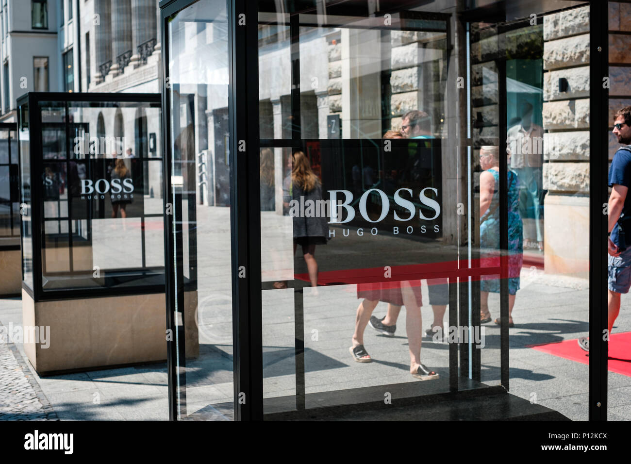 Berlin, Germany - june 09, 2018: The logo / brand name of HUGO BOSS on ...