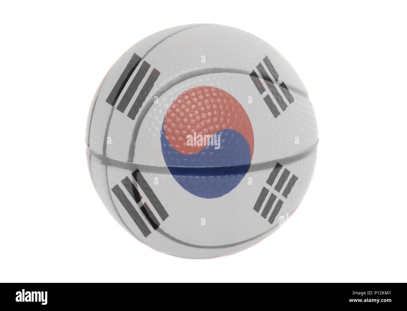 South Korea Flag on volleyball ball isolated on a white background ...