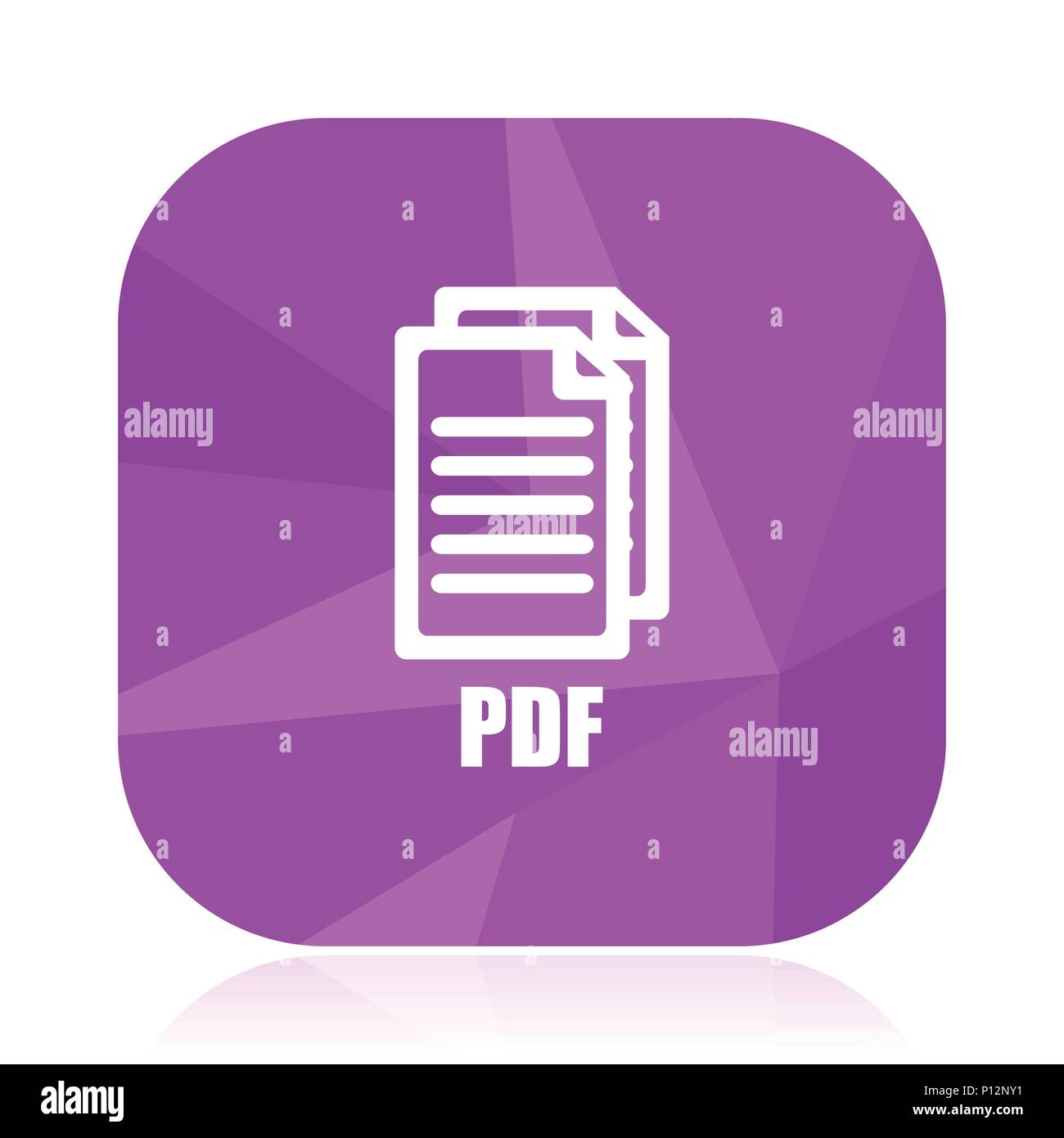 Pdf flat vector icon. Document violet web button. Text internet square ...
