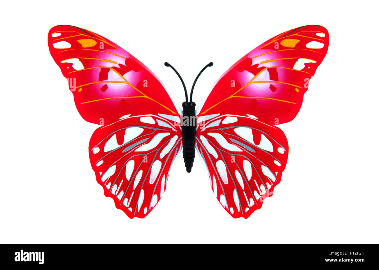 Beautiful red colored butterfly isolated over white Stock Photo - Alamy
