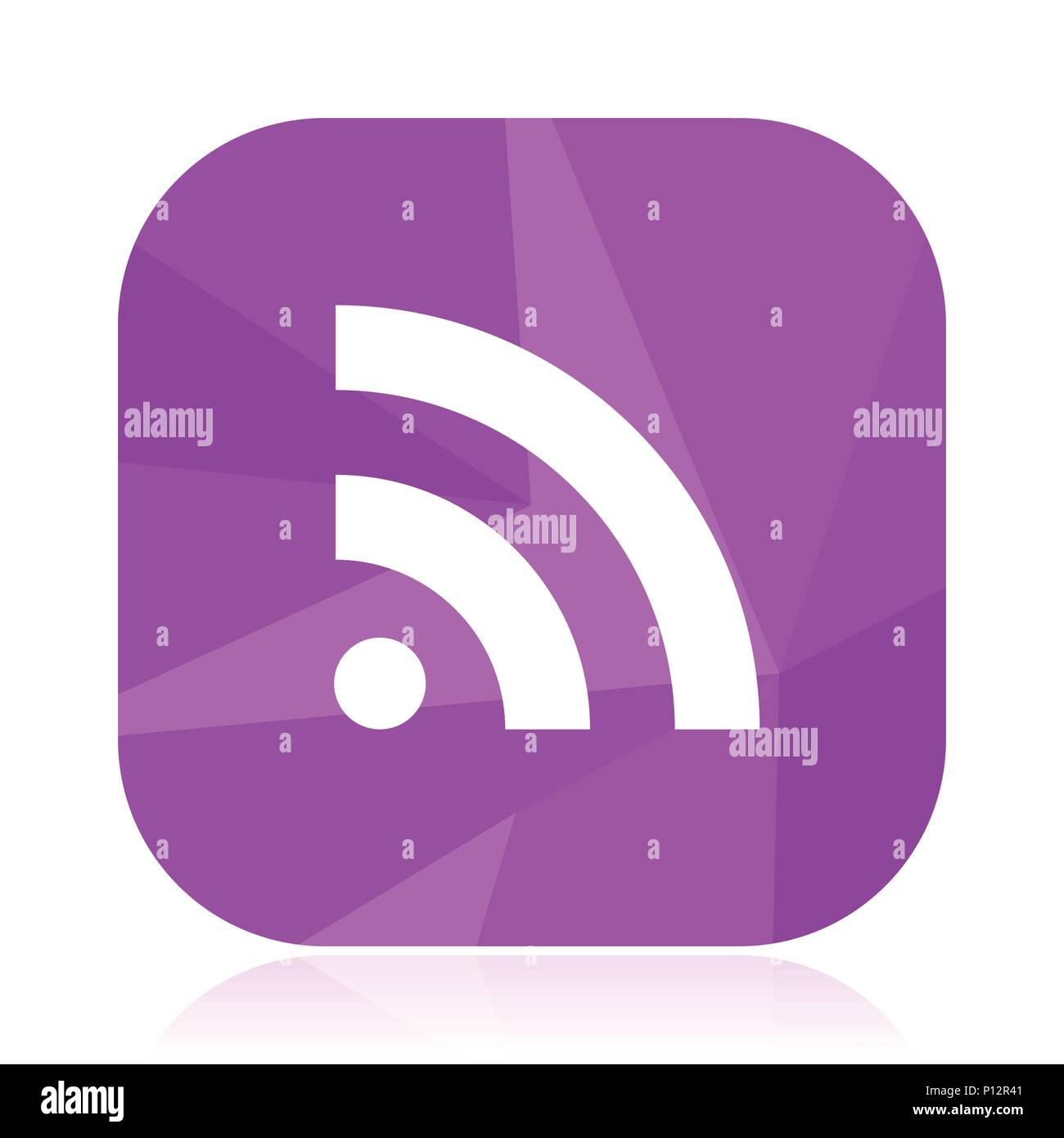 Rss flat vector icon. Wi Fi violet web button. Communications internet ...