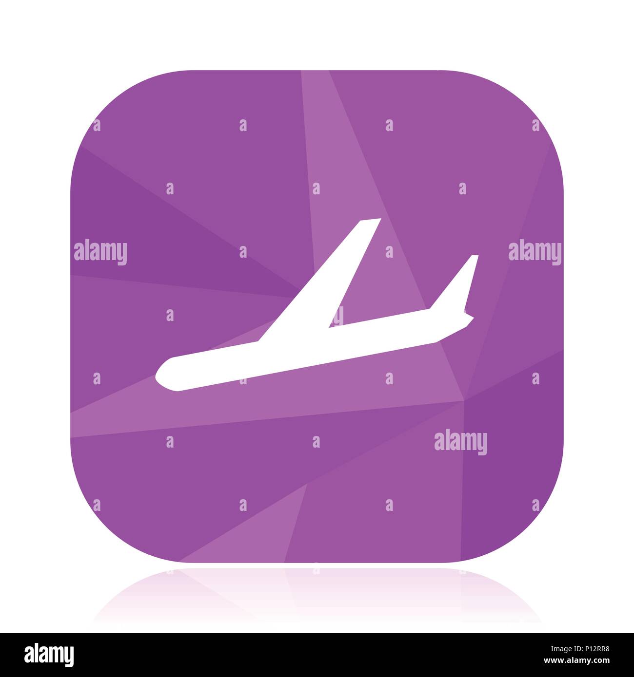 Arrivals flat vector icon. Plane violet web button. Airplane internet ...