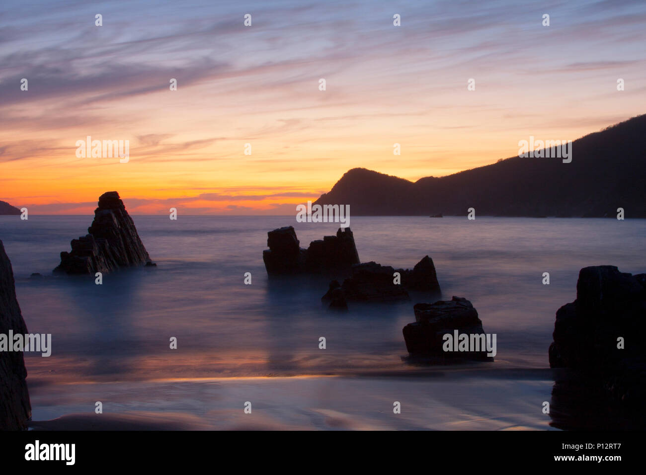 Sunset at Majahua Beach close to Manzanillo Colima, Mexico Stock Photo ...
