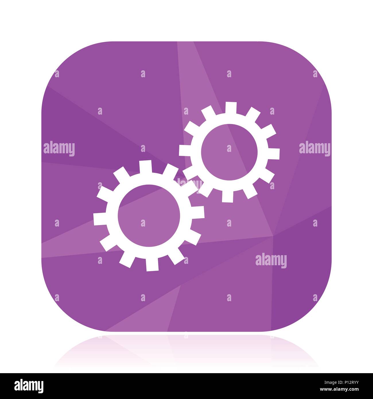 Gear flat vector icon. Cogwheel violet web button. Technology internet ...