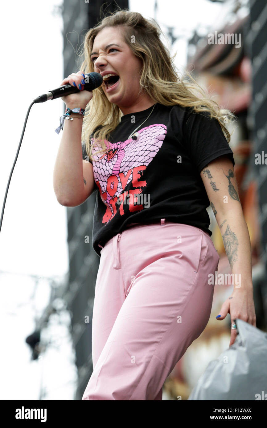 Rebecca Macintyre of The Marmozets performs on stage during Download ...