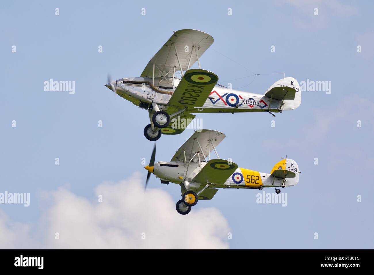 1934 Hawker Nimrod II (G-BURZ) and a 1937 Hawker Demon (K8203) flying ...