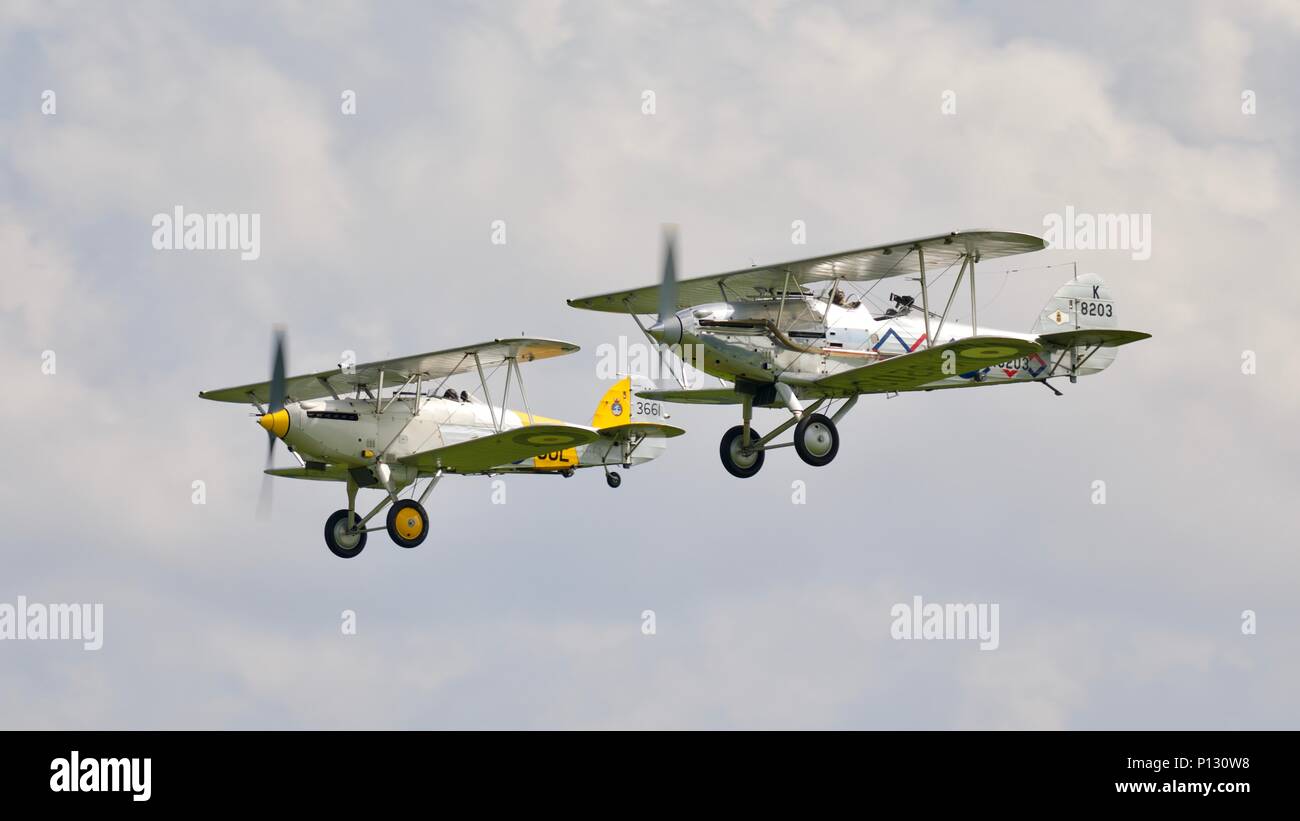 1934 Hawker Nimrod II (G-BURZ) and a 1937 Hawker Demon (K8203) flying ...