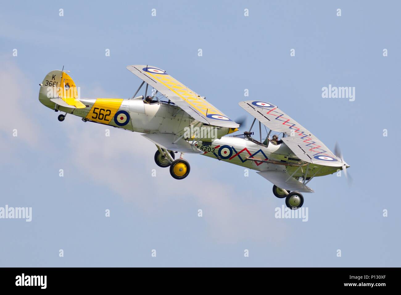 1934 Hawker Nimrod II (G-BURZ) and a 1937 Hawker Demon (K8203) flying ...