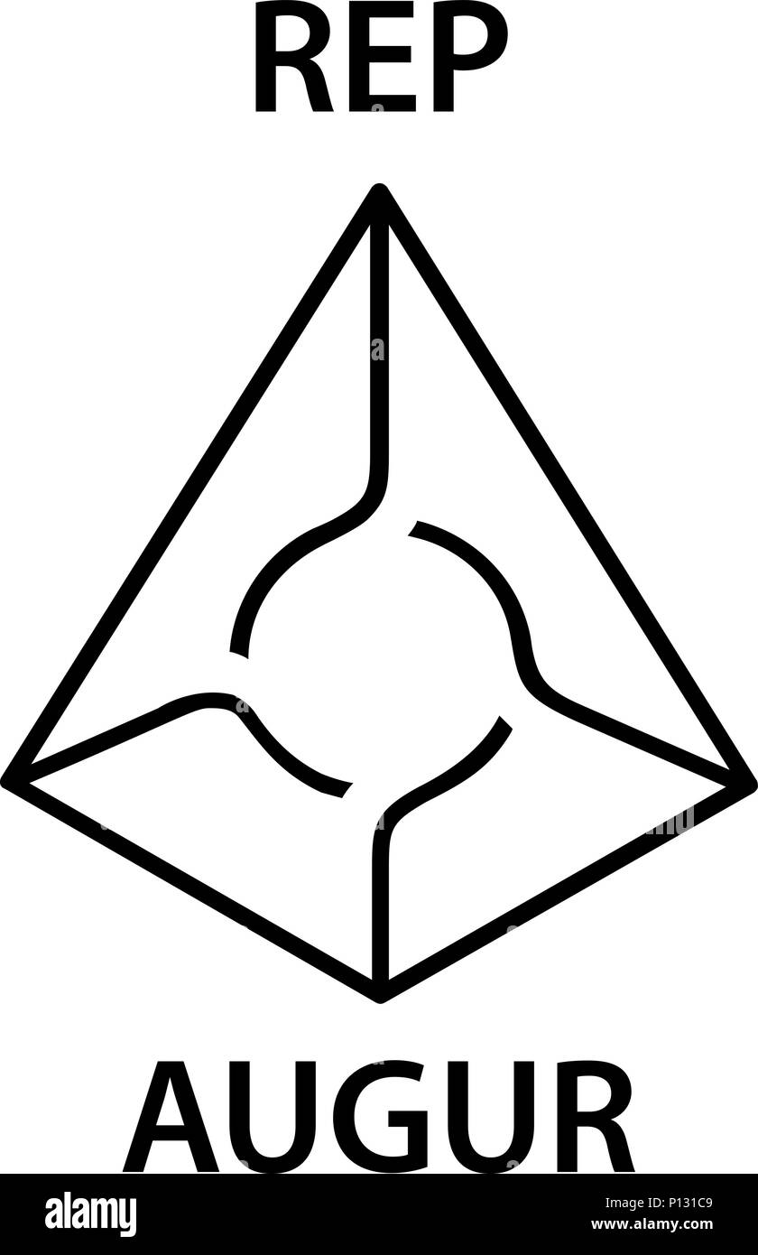 Augur Coin cryptocurrency blockchain icon. Virtual electronic, internet ...