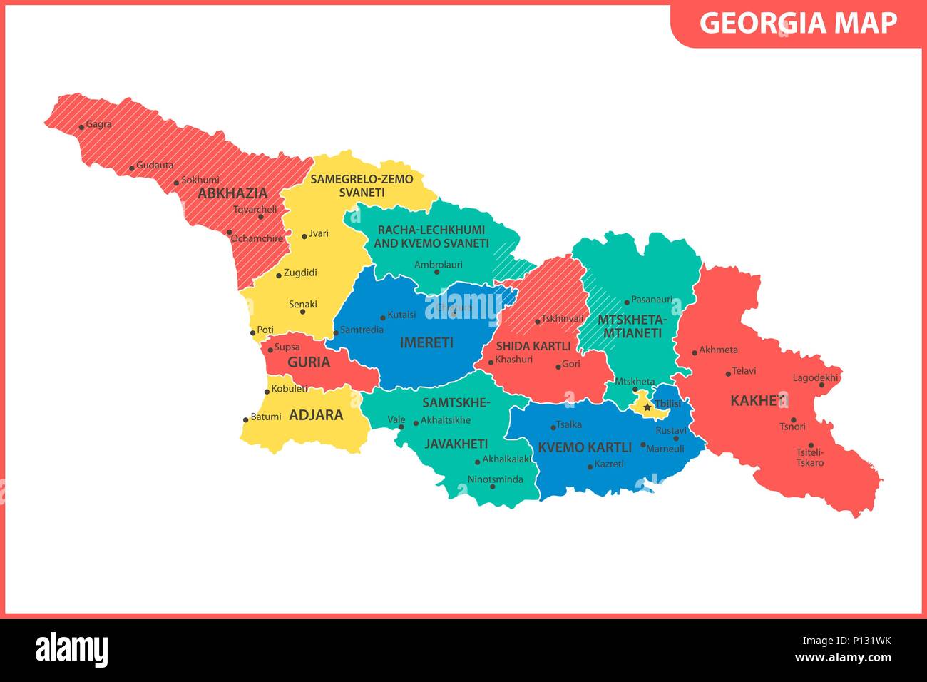 Large Detailed Administrative Map Of Georgia Georgia