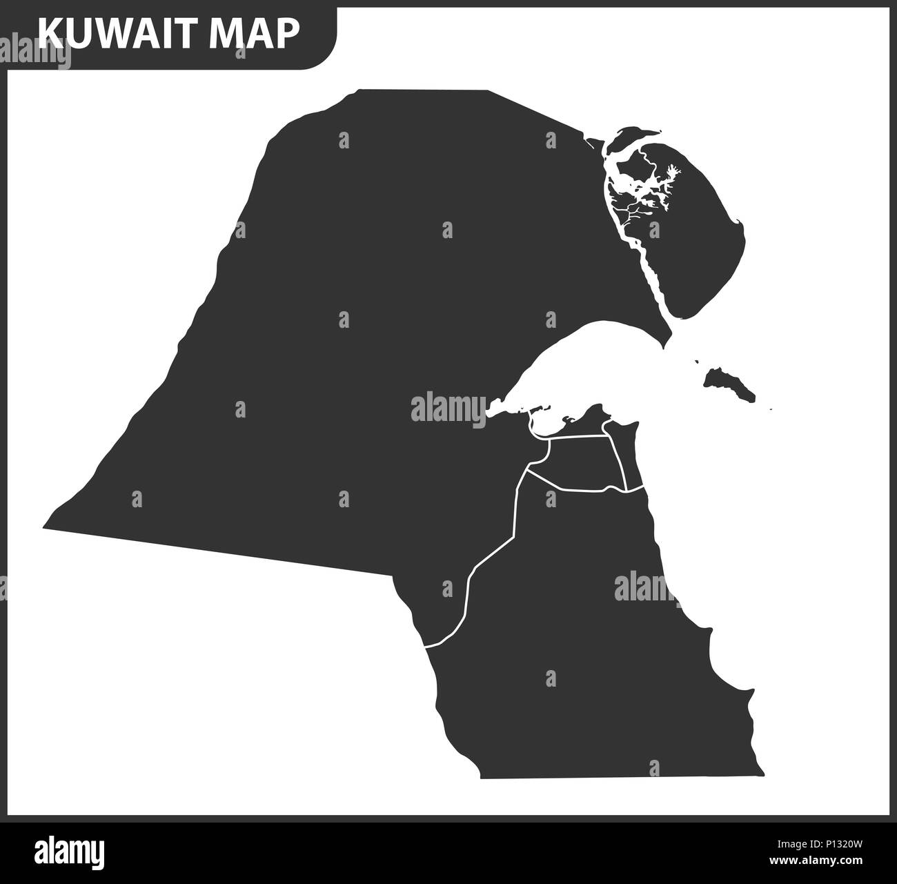 The detailed map of the Kuwait with regions or states. Administrative ...