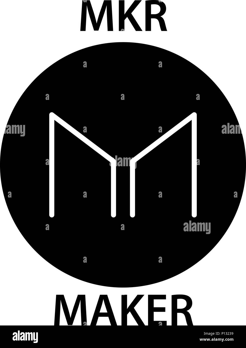 Maker Coin cryptocurrency blockchain icon. Virtual electronic, internet ...