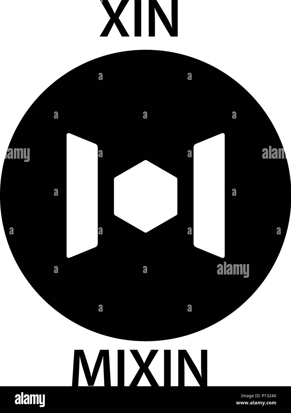 Mixin Coin cryptocurrency blockchain icon. Virtual electronic, internet ...