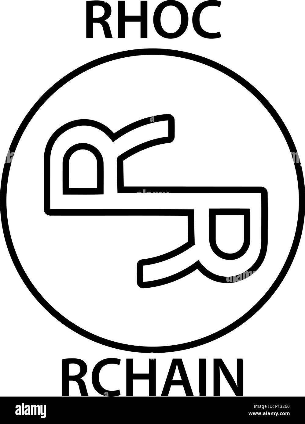 Rchain Coin cryptocurrency blockchain icon. Virtual electronic ...
