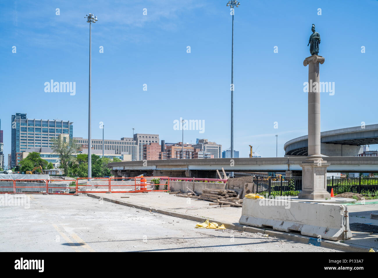 Construction of the Jane Byrne Circle interchange in the Greektown ...