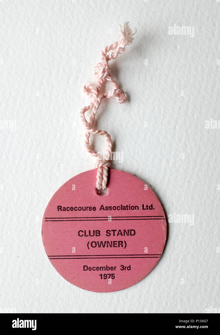 Vintage Racecourse Association Entry Badge Tag Stock Photo - Alamy