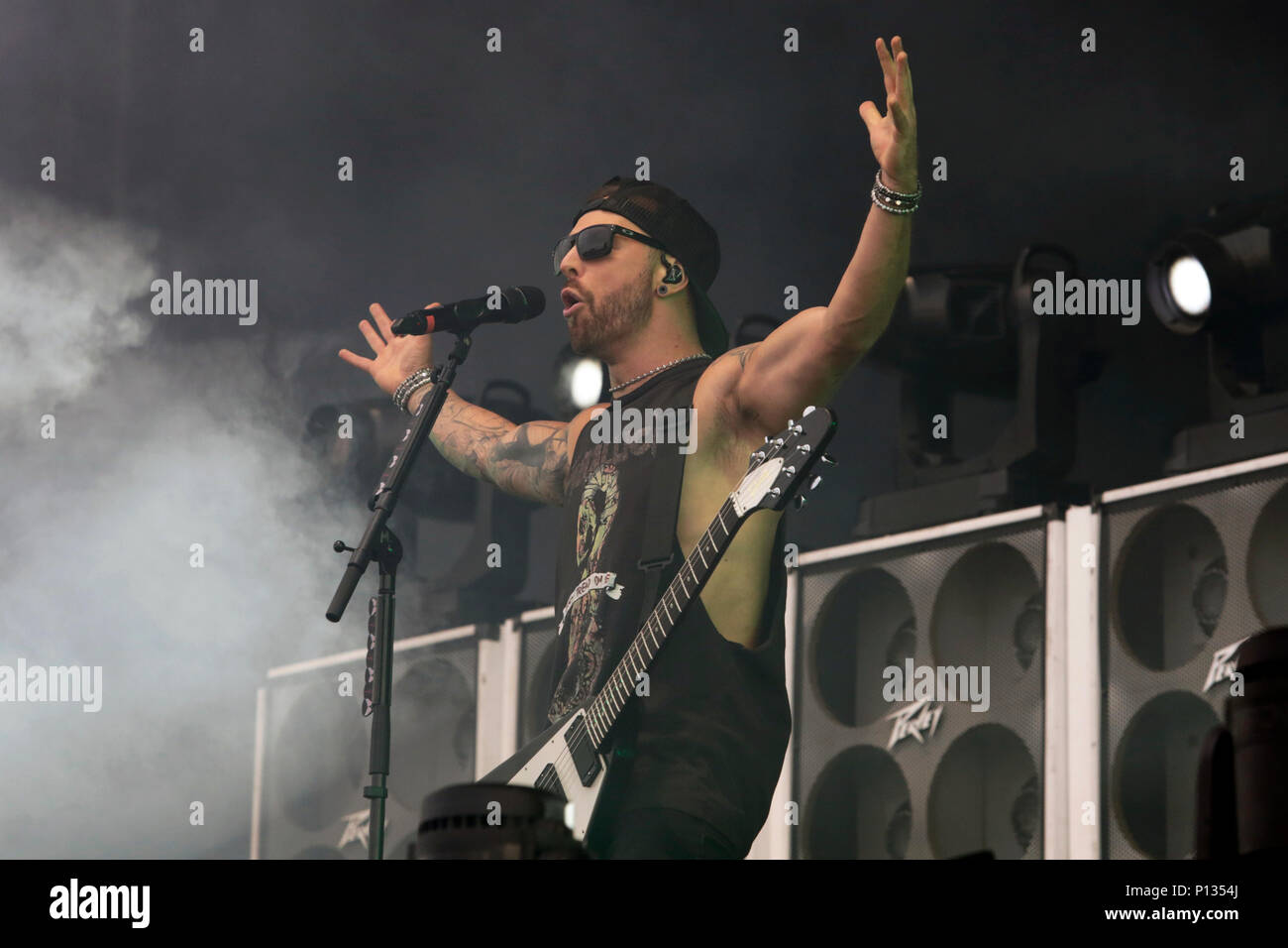 Matthew Tuck of Bullet for My Valentine performs on stage during ...