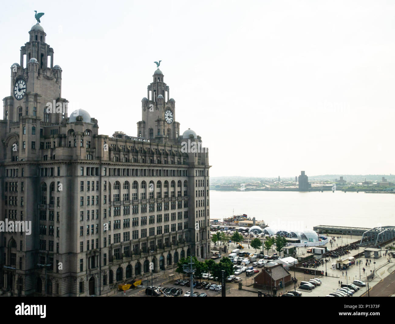 Liver building and the river Mersey, Liverpool, UK Stock Photo - Alamy