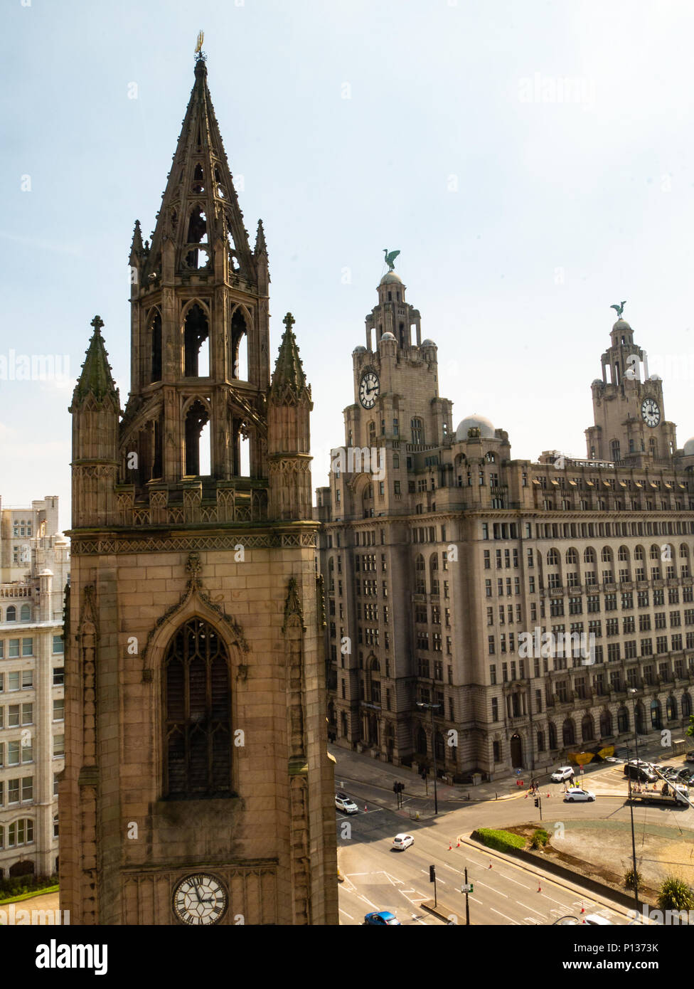 Church of Our Lady and Saint Nicholas and Liver building, Liverpool, UK ...