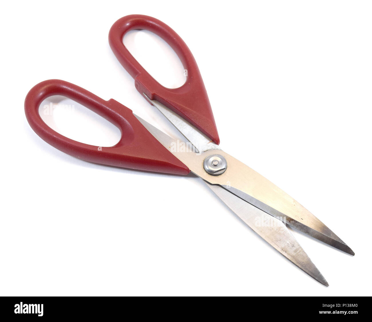 Kitchen shears with red plastic handle - isolated Stock Photo - Alamy