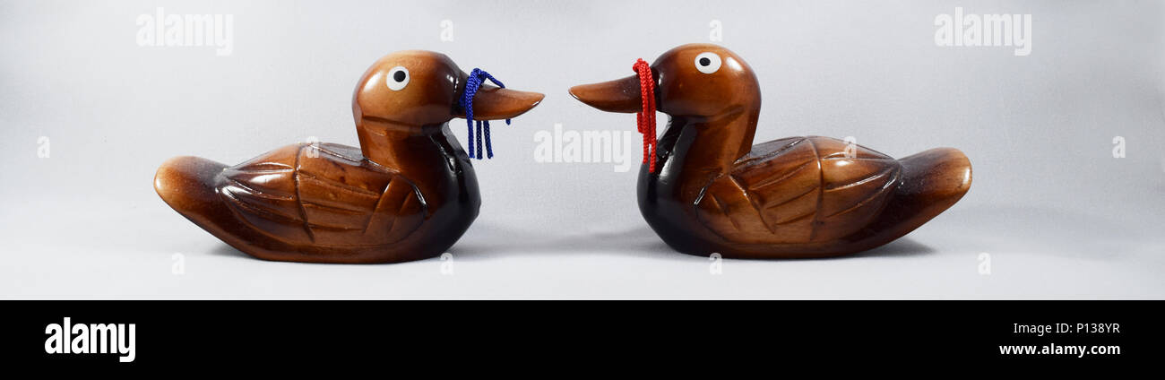 Cute Korean wedding ducks facing each other, Korean Mandarin ducks ...