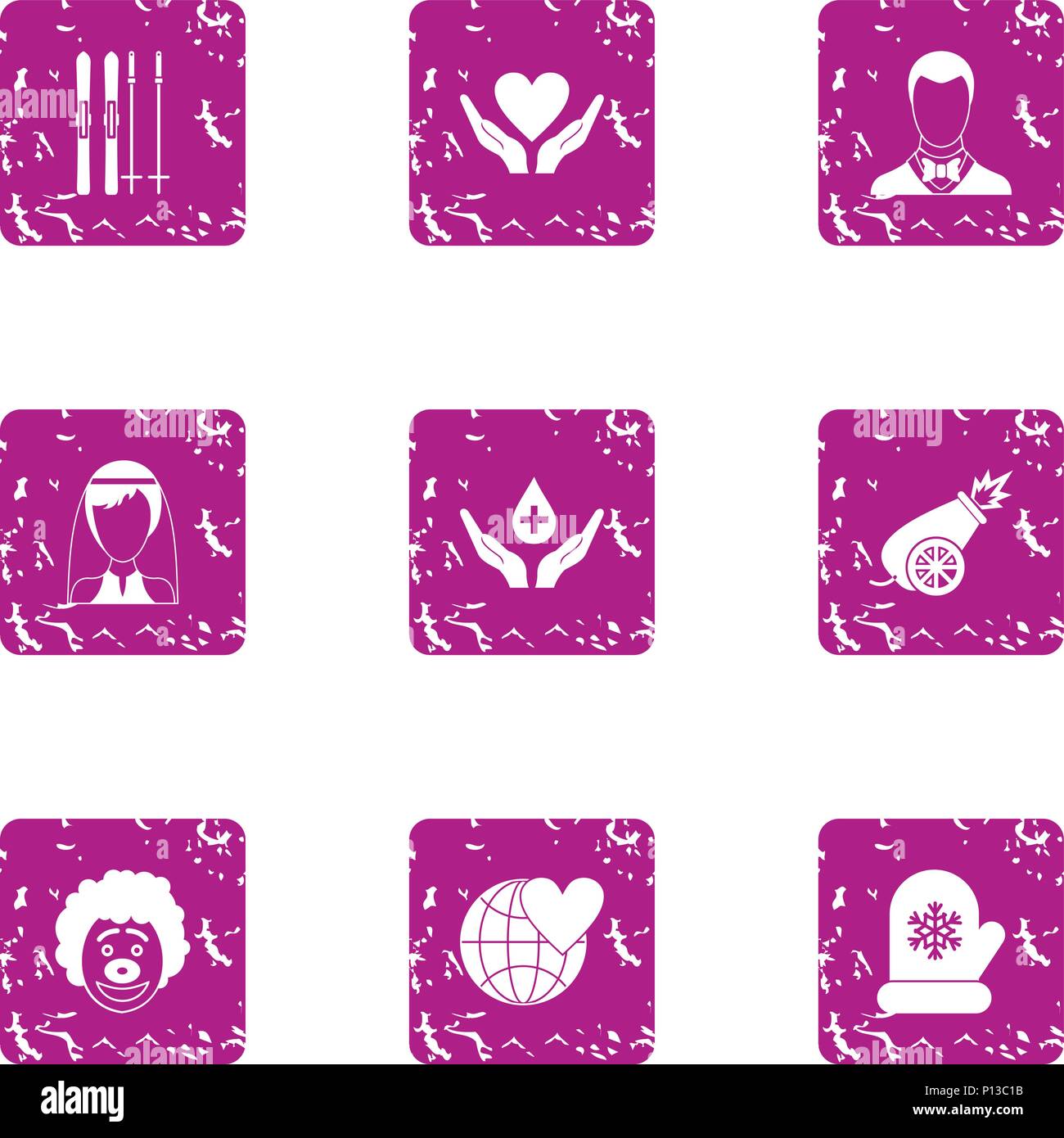 Romantic sense icons set, grunge style Stock Vector Image & Art - Alamy
