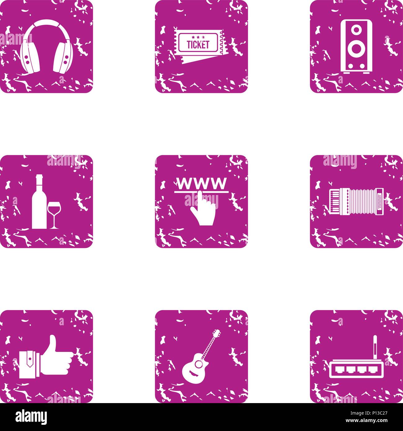 Virtual world icons set, grunge style Stock Vector Image & Art - Alamy
