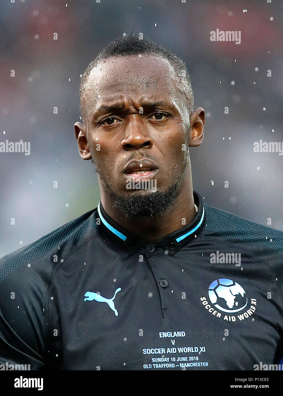 World XI's Usain Bolt during the UNICEF Soccer Aid match at Old ...