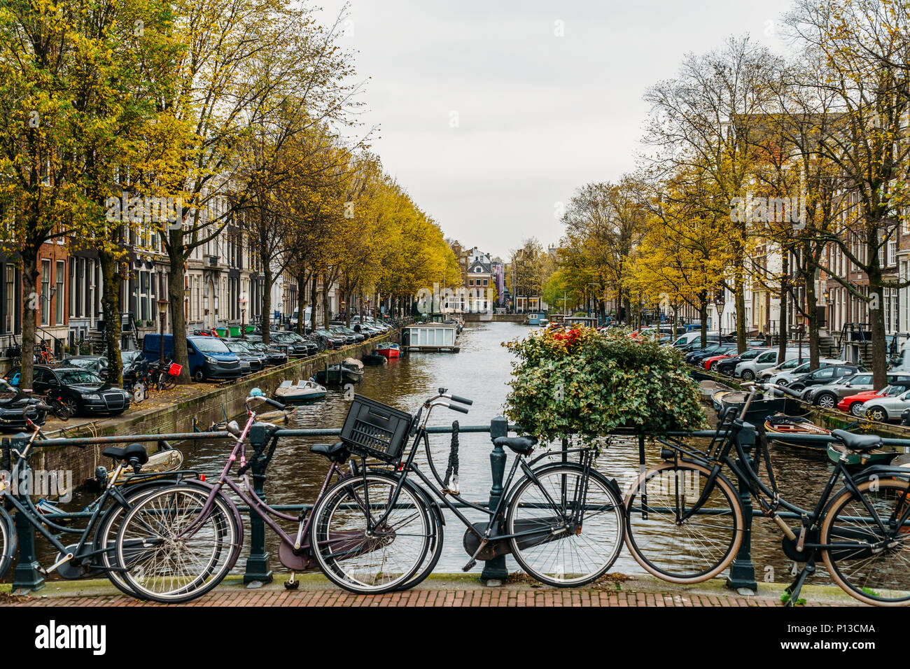Architecture Of Dutch Houses Facade and Houseboats On Amsterdam Canal ...