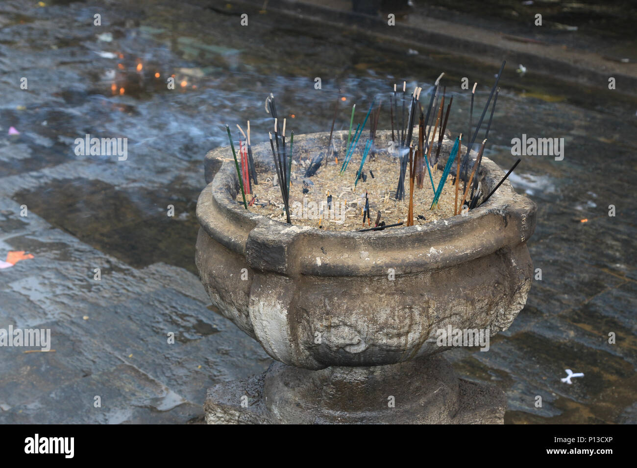 Incense offerings at Buddhist Temple Mihintale in Sri Lanka Stock Photo ...