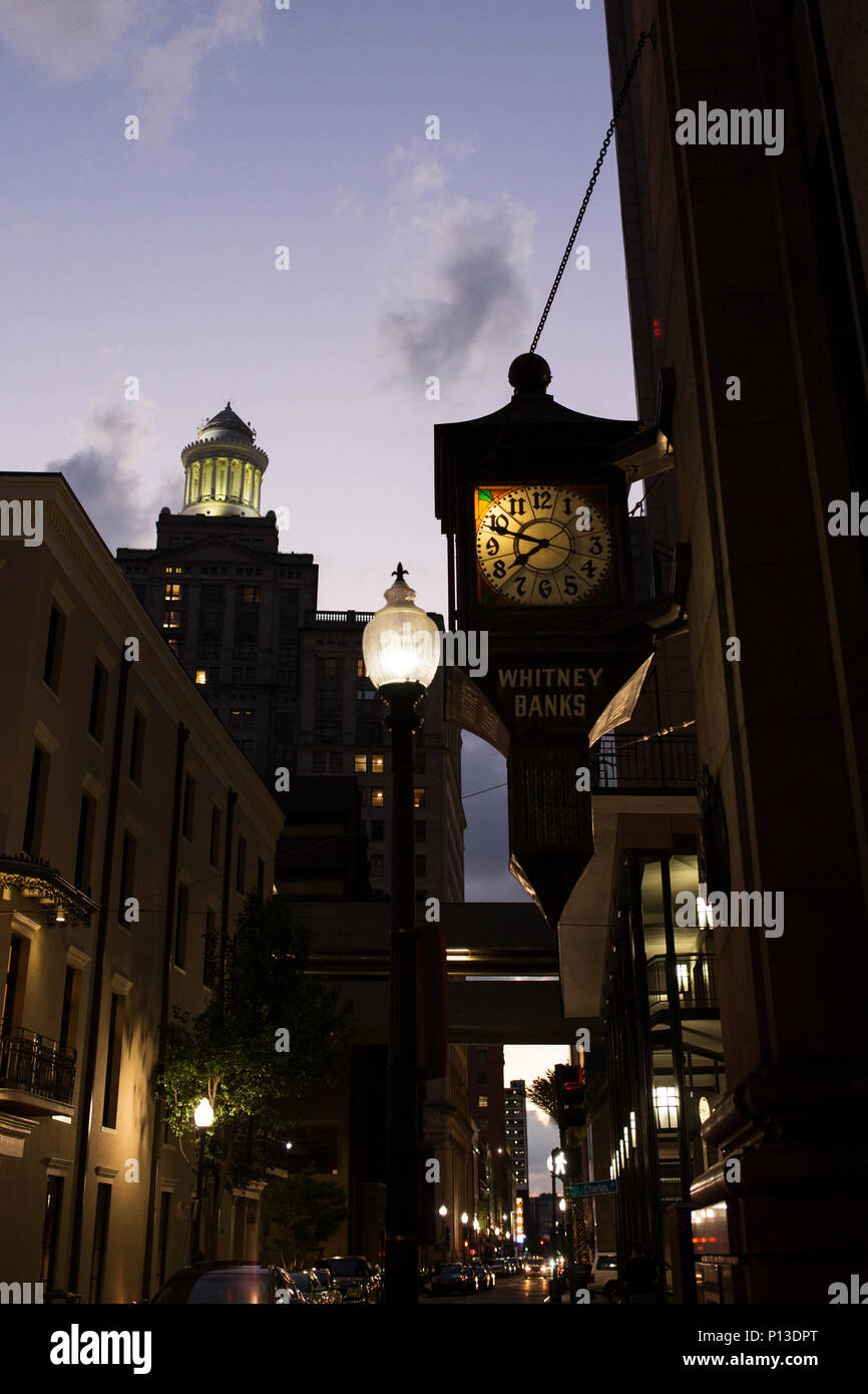 The 1926 Whitney Bank clock on Saint Charles Avenue in New Orleans ...