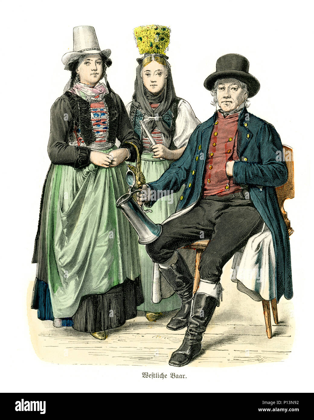 Vintage Engraving Of History Of Fashion Costumes Of Germany Men And