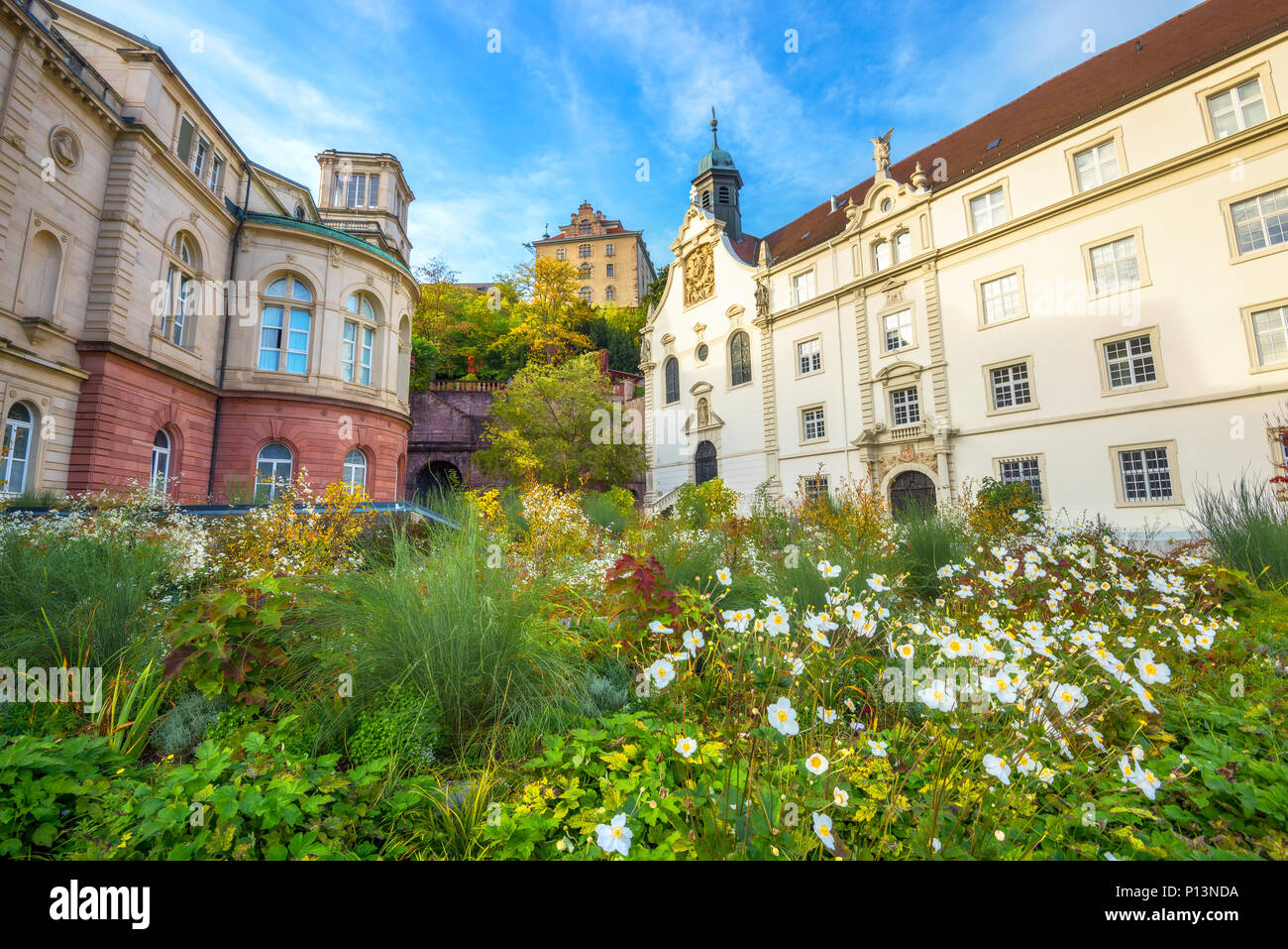 Scenic view of thermal baths Friedrichsbad in spa resort town Baden ...
