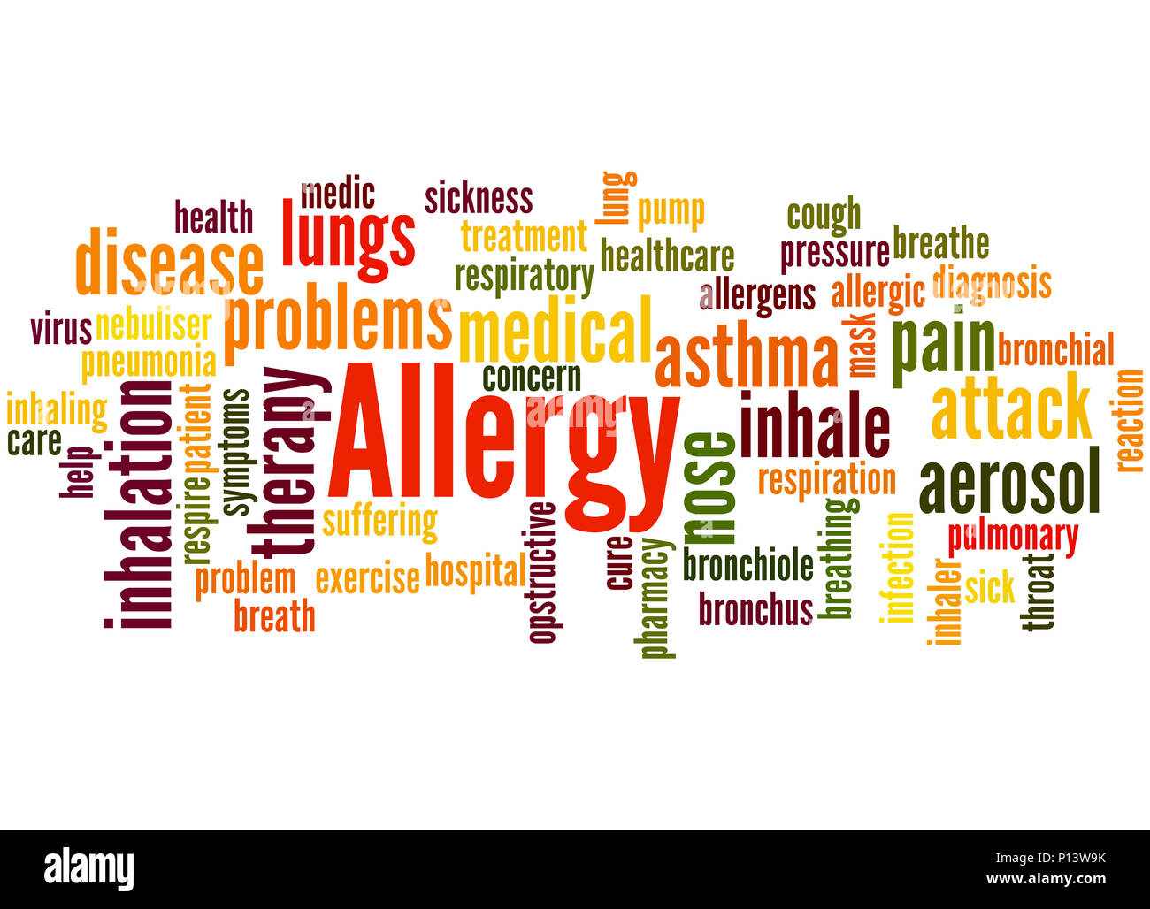 Allergy word cloud concept on white background Stock Photo - Alamy