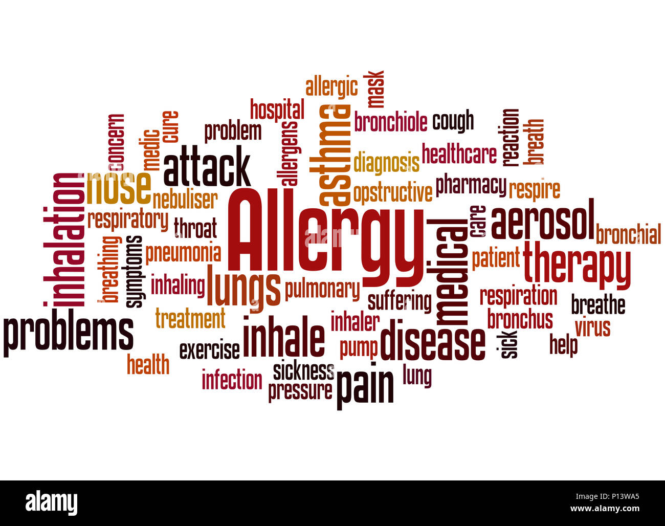 Allergy word cloud concept on white background Stock Photo - Alamy