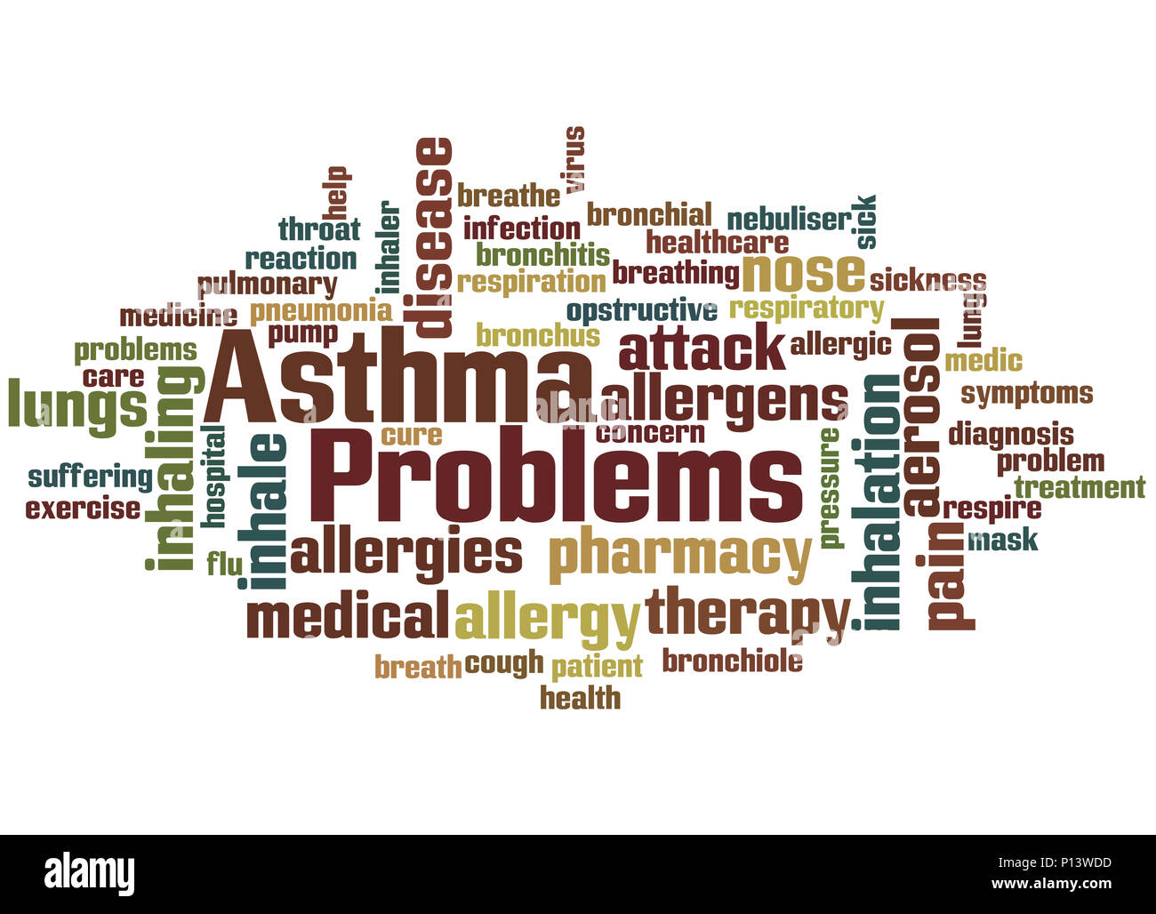 Asthma problems, word cloud concept on white background Stock Photo - Alamy