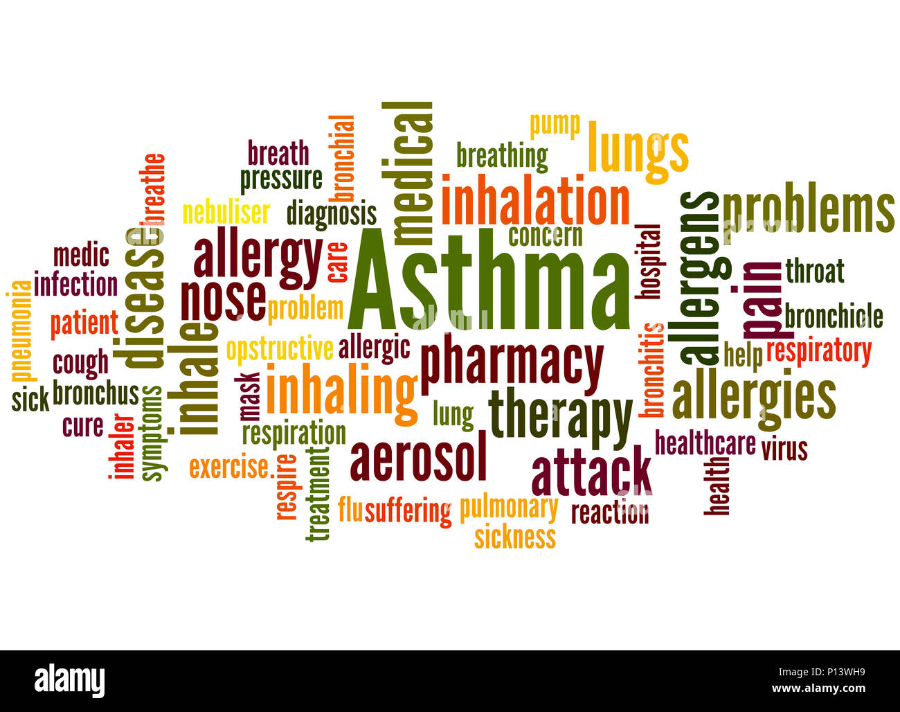 Asthma, word cloud concept on white background Stock Photo - Alamy