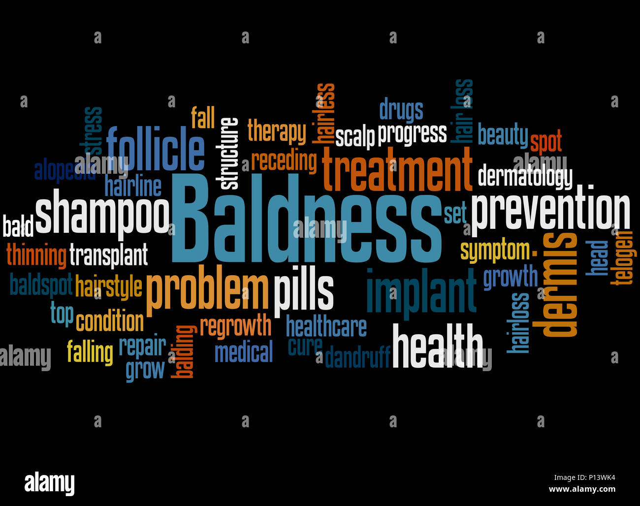 Baldness, word cloud concept on black background Stock Photo - Alamy