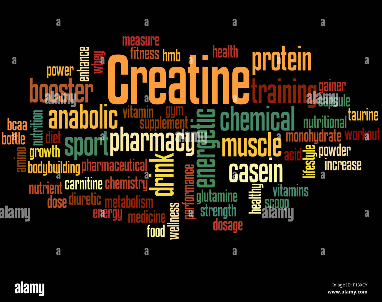 Creatine, word cloud concept on black background Stock Photo - Alamy