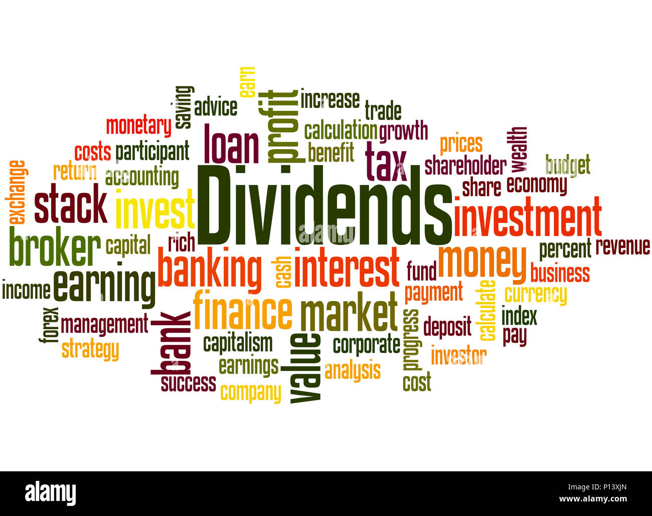 Dividends, word cloud concept on white background Stock Photo - Alamy