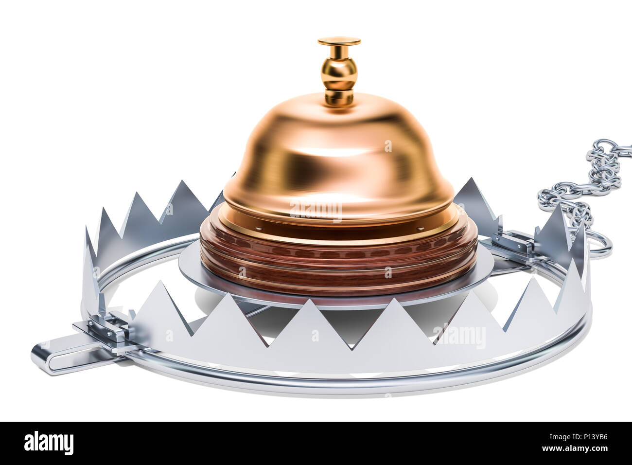 Reception bell in the trap. 3D rendering isolated on white background ...