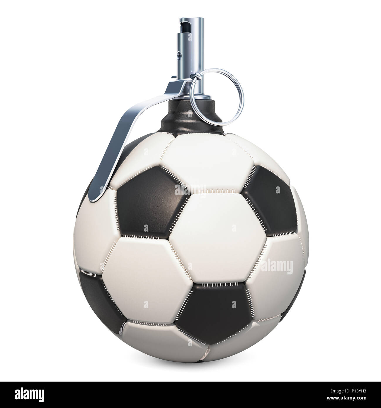 Soccer ball hand grenade. 3D rendering isolated on white background ...