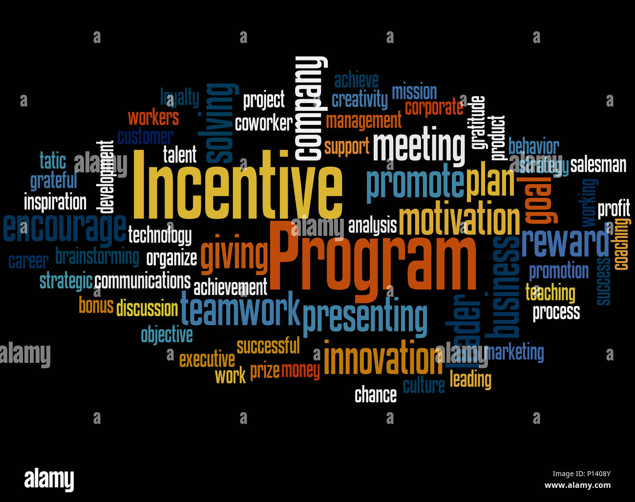 Incentive program, word cloud concept on black background Stock Photo ...